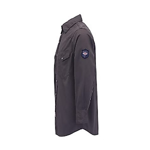 BOCOMAL FR Shirts Flame Resistant Shirts Fire Retardant Welding Shirts Snaps Fastener NFPA2112 7.5oz Gray Men's Welder Shirt