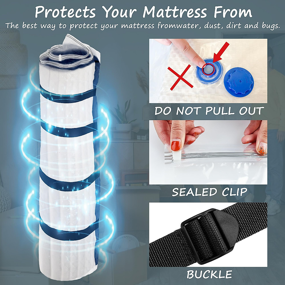 Meersburg Vacuum Storage Bag for Mattress – Vacuum Seal Bag for Memory Foam and Latex - Easy Moving, Shipping and Storage (King/Cal King)