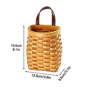 Takefuns Wall Hanging Storage Basket, Natural Bamboo Woven Flower Basket, Wall-mounted Multifunctional Storage Container for Home Decoration (15.5cm)