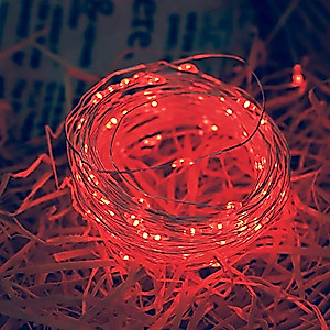 Beewin Outdoor Solar String Lights, 2 Pack 33ft 100L Solar Copper Fairy Lights,8 Modes Twinkle Lights Decor for Indoor Outdoor Patio Yard Trees Christmas Wedding Party (Red)