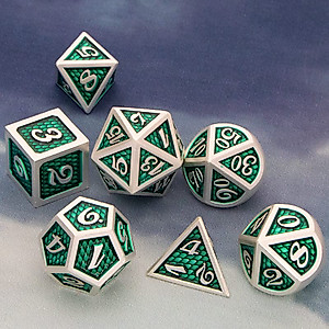 Metal DND Dice Set with Gift Box, RUNFNG 7 Pcs Polyhedral Dice Set for Dungeons and Dragons Dice, Blue Role Playing Dice, D and D D+D RPG Dice Set, D&D Dice Set D20 D12 D10 D8 D6 D4