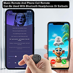 SOFAMIRI TikTok Scrolling Ring Remote Control Kindle App Page Turner Bluetooth Media Button Remote Selfie TIK Tok Scrolling Ring for iPhone iPad iOS Android (D02, Black)