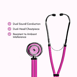 Pink Sprague Rappaport Type Stethoscope with Pink Chestpiece (For Infant/Pediatric/Adult Use)
