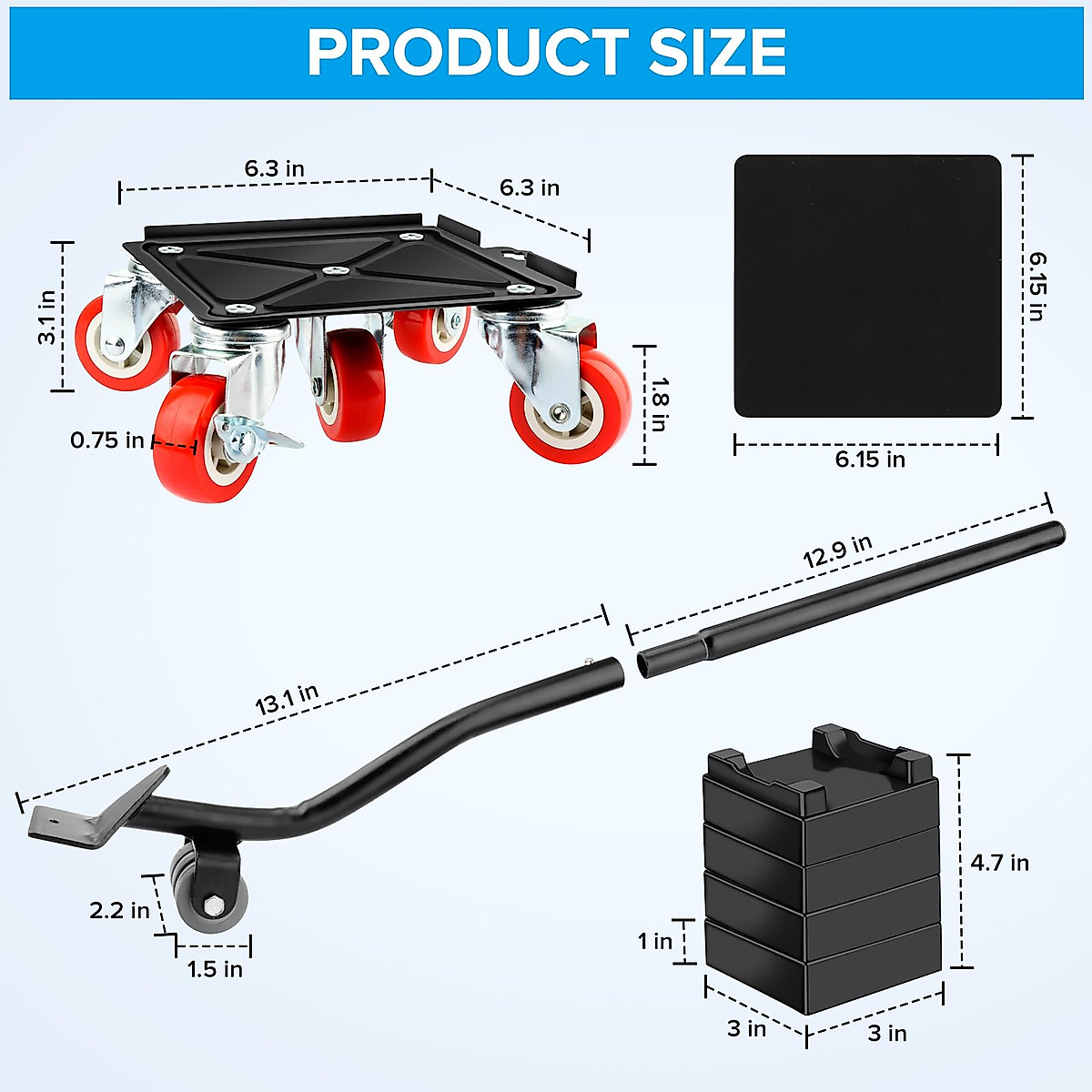 Furniture Dolly with 5 Wheels&Furniture Lifter Set,Heavy Duty Moving Dolly with 3800LBS Capacity,Furniture Movers 360° Rotatable Rubber Wheels for Moving Heavy Furniture,Refrigerator,Sofa,Cabinet.