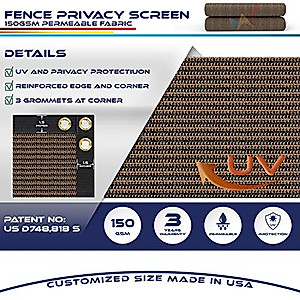 Windscreen4less Heavy Duty Fence Privacy Screen Brown 4' x 19' with Reinforced Bindings and Brass Grommets Garden Windscreen Mesh Net for Outdoor Yard-Cable Zip Ties Included