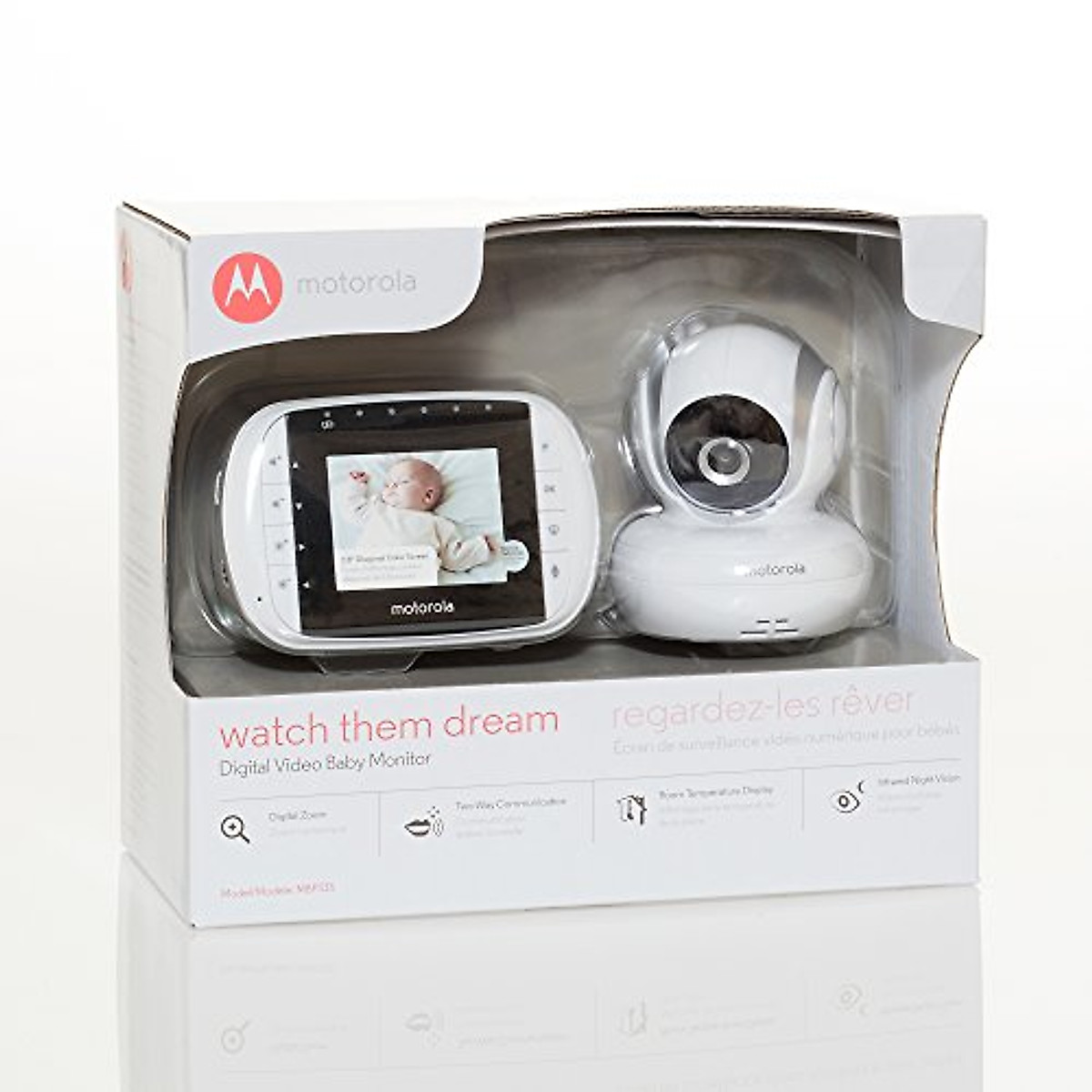 motorola MBP33S Wireless Video Baby Monitor with 2.8-Inch Color LCD, Zoom and Enhanced Two-Way Audio, 720p