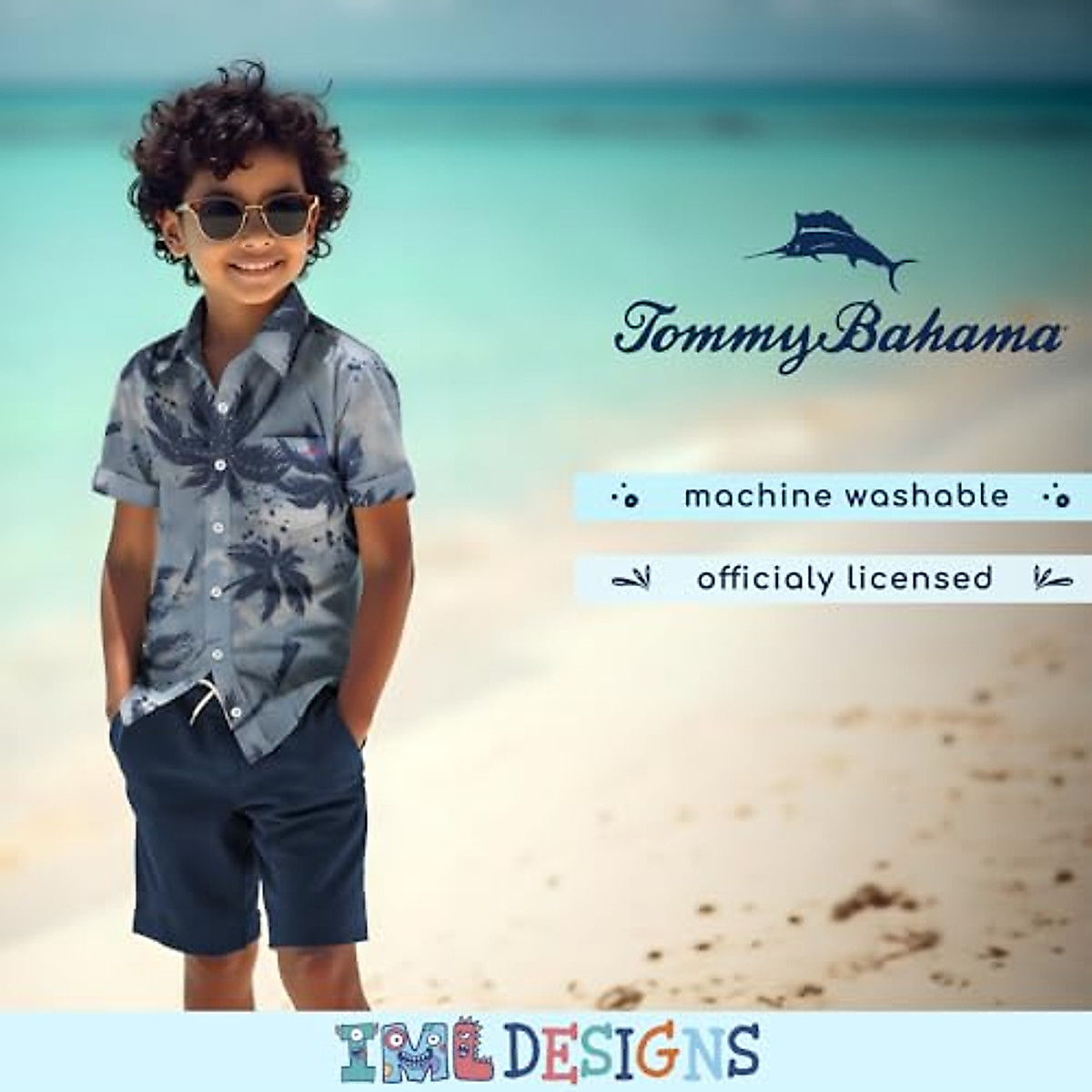 Tommy Bahama Boys Short Sleeve Shirt, Blue Palms, Size 5/6