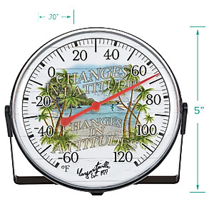 La Crosse 104-20747MV-INT Changes in Latitudes, Changes in Attitudes Margaritaville 5 Inch Bracket Dial Thermometer, White