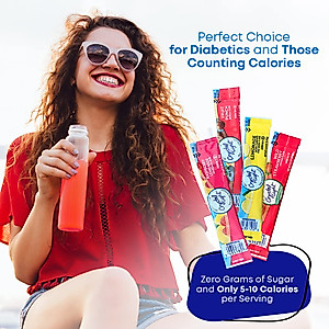 Doomi Crystal Light Lemonade, Fruit Punch, Raspberry Lemonade & Wild Strawberry Sugar-Free Powdered Drink Mix Variety Pack, 60 Count With 25 Straws, Fits 16.9 oz Bottles