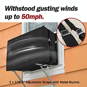 TOHONFOO Winter Window Air Conditioner Insulation Cover Outside, Window AC Covers with 3 Layers, Waterproof & Dust-Proof AC Cover for Window Unit, 21"Lx15"Hx16"D - Black