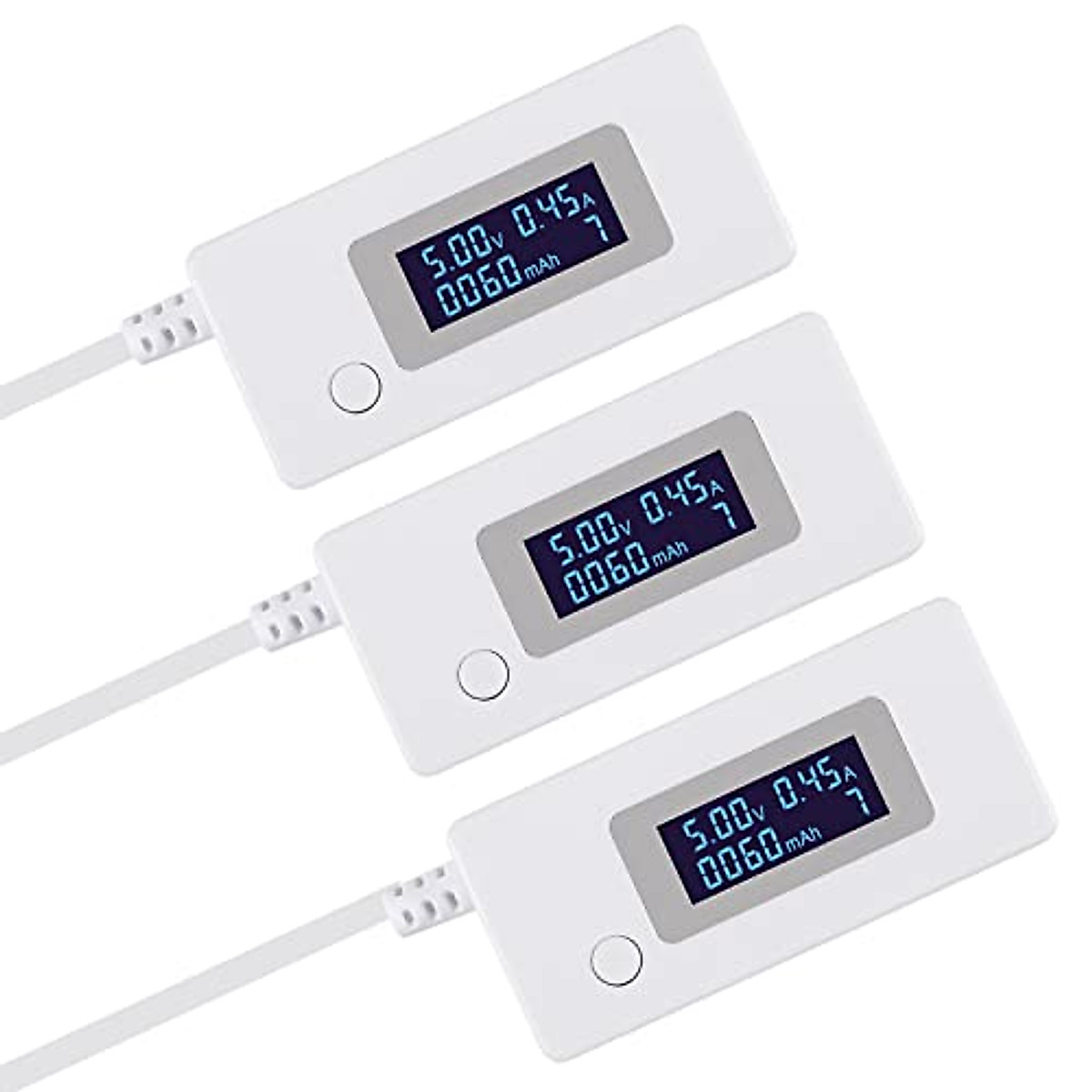 ACEIRMC 3pcs USB Volatage/Amps Power Meter, Tester Multimeter Test Speed of Charger, Cables, Computer, Power Bank (USB White)