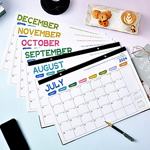 Desk Calendar 2023-2024 - 2023-2024 Desk Calendar, 18 Monthly Desk/Wall Calendar 2-in-1, 16.8" x 12", Jul.2023 - Dec.2024, Thick Paper with Corner Protectors, Large Ruled Blocks - Colorful Lump