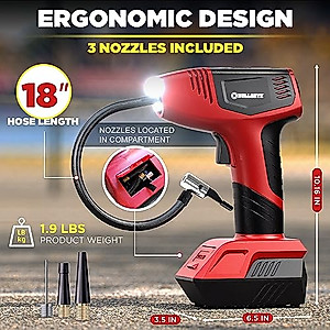 As Seen On TV Bullseye Pro Digital Tire Inflator Automatic 150 PSI w/Gauge Display Screen & Pre-set Pressure in KPA, PSI, BAR, Kg/cm, Built-in LED Lights, Rechargeable, Air Compressor, Car Tire Pump