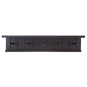 kieragrace Kian Wall Shelf with Five Pegs - Black, 24" by 5.25"