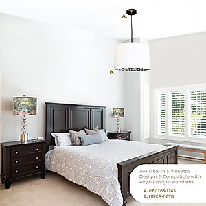 Royal Designs, Inc. Trendy Decorative Handmade Drum Shade, Made in USA, 14in, HBC-8073-14, Butterfly Garden