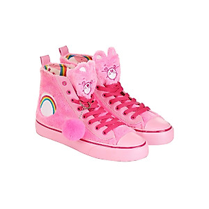 Care Bears Adult Pink Cheer Bear Shoes with Faux Fur and Embroidered Details (US Footwear Size System, Adult, Women, Numeric, Medium, 5)