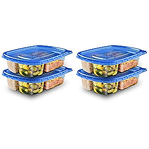 Ziploc Food Storage Meal Prep Containers Reusable for Kitchen Organization, Smart Snap Technology, Dishwasher Safe, Divided Rectangle, 2 Count (Pack of 2)