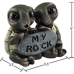 DWK - Rock Solid Love - Adorable Romantic Turtle Couple Two-Piece Figurine Best Friends Lovers Collectible Valentine's Day Gifts Office Desk Statue Home Decor Patio Garden Accent, 5.5-inch