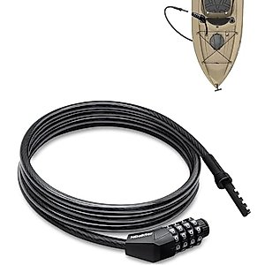NDakte Bike Lock, Extra Long Straight Cable Lock(6ft to 27ft) with Resettable Combination, Unique Male Narrow Designed to Especially Suitable for Kayak, Scooter and Paddle Boards Canoe Jet Ski