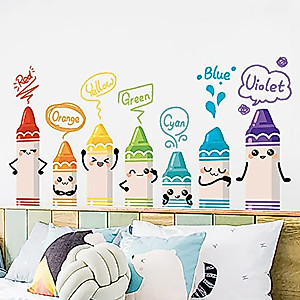 Crayon Color Wall Decals for Kids Rooms - Educational Wall Stickers