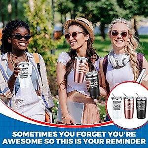 Nuogo Thank Gifts Appreciation Gift for Women Men You're Awesome Stainless Steel Insulated Tumbler with Lids and Straws for Coworker Employee Teachers Nurse Gifts, 20 oz (Classic Colors,6 Sets)