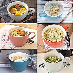 MECOWON 30 OZ Porcelain Coffee Mugs, Set of 2 Large Mugs for Soup, Cereal and Salad (blue)