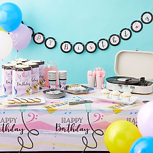 Sparkle and Bash 207 Pieces Music Birthday Party Supplies with Plates, Napkins, Cups, Tablecloth, Cutlery, Banner, Favor Bags, Balloons (Serves 24)