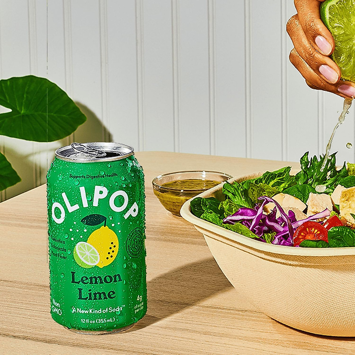 OLIPOP Prebiotic Soda Pop, Lemon Lime, A New Kind of Soda Packed with Prebiotics, Fiber, and Botanicals, Gluten Free, Vegan, GMO Free, 12oz (12-Cans)