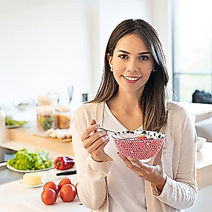 Vivimee Porcelain Cereal Bowls Set of 6, 24 Ounce Colorful Soup Bowls, Ceramic Oatmeal Bowls for Cereal, Soup, Pasta, Oatmeal, Salad and Rice, Microwave and Dishwasher Safe Eating Bowls for Kitchen