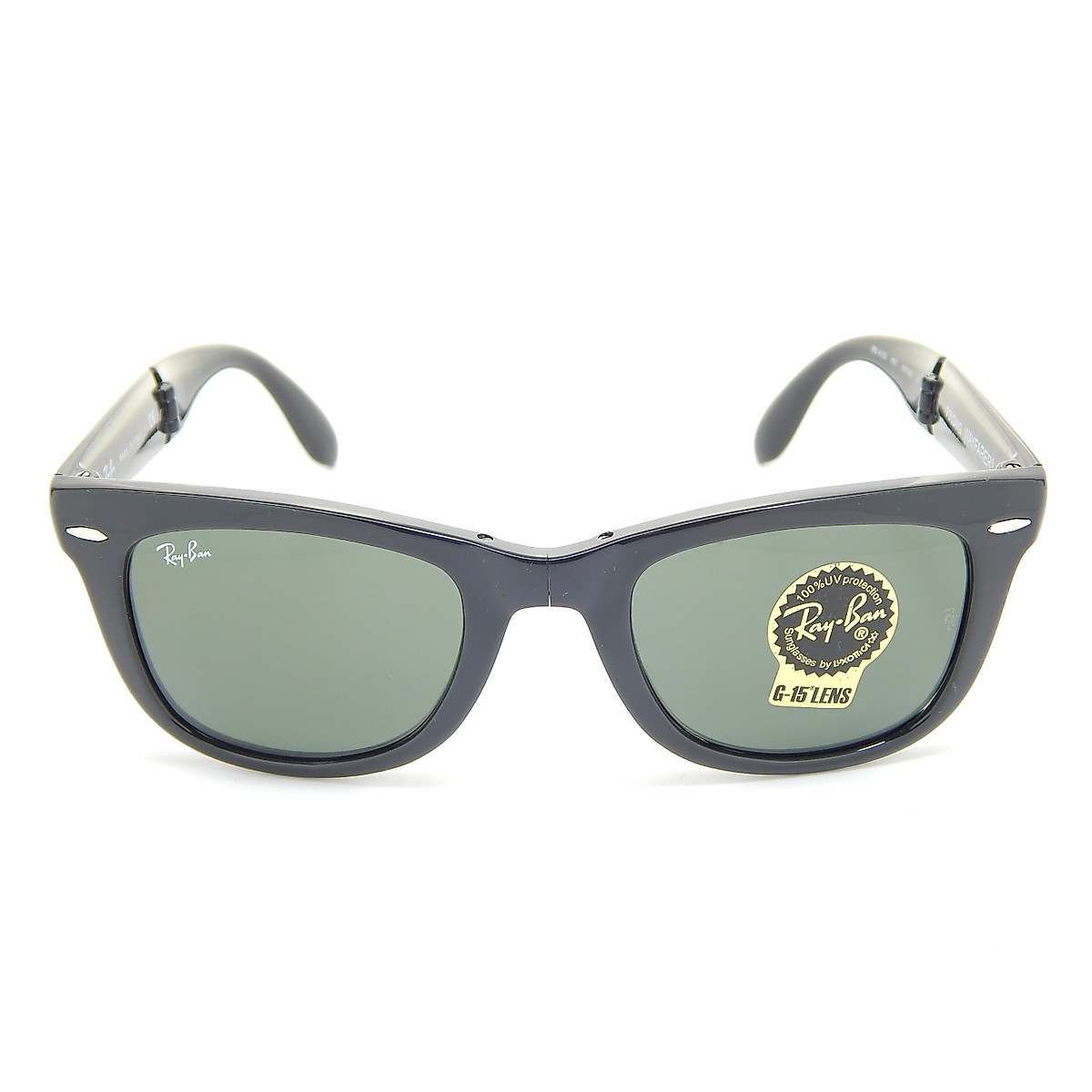 New Ray Ban Folding Wayfarer RB4105 601 Glosssy Black/Green 50mm Sunglasses