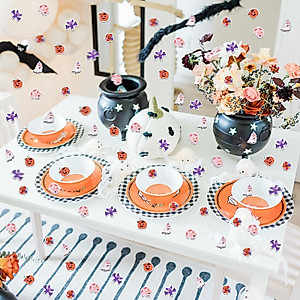 Sursurprise Groovy Halloween Decorations, 200PCS Groovy Hippie Halloween Confetti for Tables, Groovy Hippie Retro Halloween Birthday Baby Shower Bridal Shower Bachelorette Party Supplies