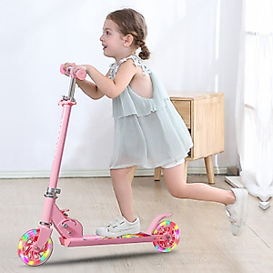 TENBOOM Scooter Toys for Kids Ages 6-12/3-5, Light Up Wheels Christmas Birthday Gifts for Girls Boys, Easy Folding Kids Scooter with 3 Levels Adjustable Handlebar