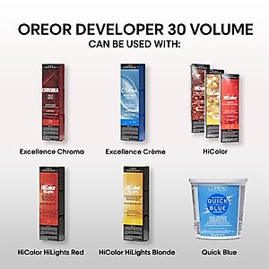 L'Oreal Technique Oreor 30 Volume Developer - Hair Color Developer, Creamy Formula For UniForm Results, Combine With Color of Your Choice, 16 Fl Oz
