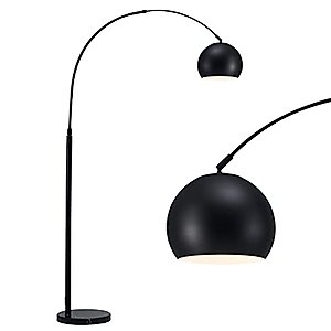 VONLUCE Arc Floor Lamps Metal Shade, Adjustable Modern Contemporary Brushed Nickel Tall Arched Floor Lamp Over The Couch, 360° Rotatable Standing Lamp for Reading Office, Bedroom, Living Room Black