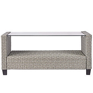 Merax 4 Piece Outdoor Patio Furniture Sets Conversation Set Wicker Ratten Sectional Sofa with Seat Cushions