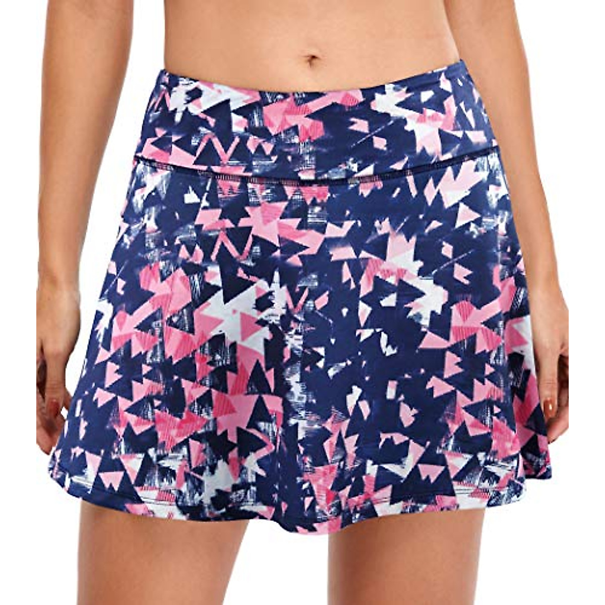Fulbelle Womens Golf Skirt, Teen Girls Tennis Skorts Skirts for Women with Pockets Casual Summer Elastic Waistband Cute Athletic Skort Blue Pattern Large