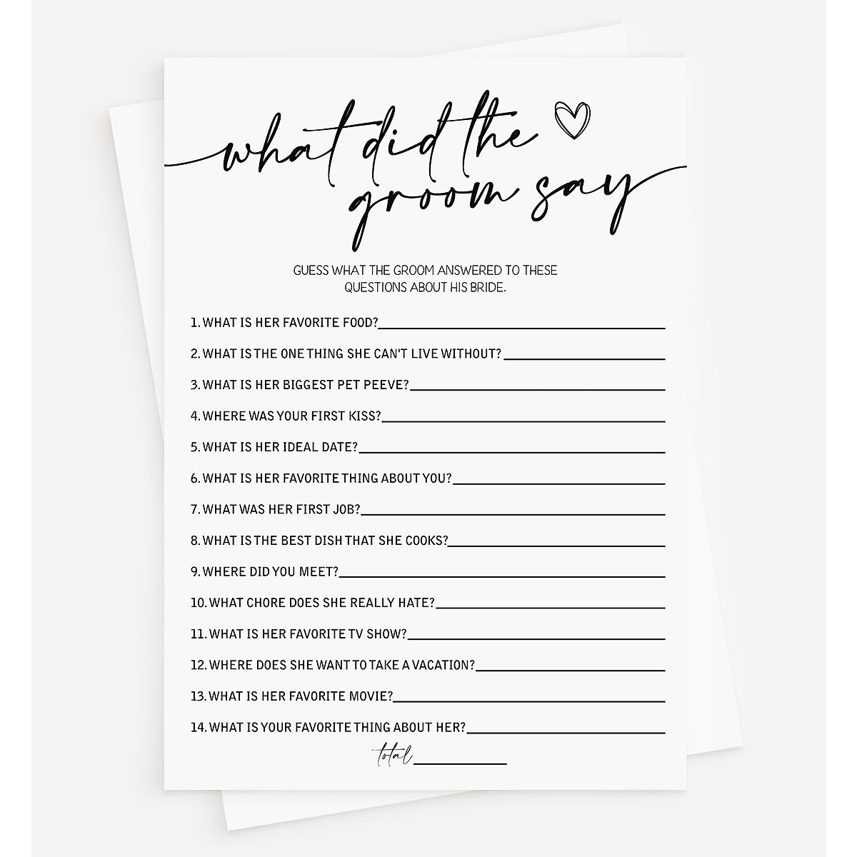 All Ewired Up 50 Bridal Shower Games What Did the Groom Say? (50-Cards) Fun Wedding Game Activity, Decorations, Engagement Party, Rehearsal Dinner, Minimalist Script