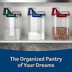 Judee's Pour Spout Kitchen Storage Container - Great for Baking Ingredients, Cereal, Rice and More - Keep Your Pantry Organized - Holds Over 4 LBS - Blue