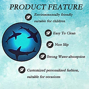 Vdsrup Cute Animal Sharks Doormat Shark Blue Ocean Round Floor Mat Non Slip Absorbent Carpet Yoga Rug for Entryway Bedroom Living Room Sofa Home Decor