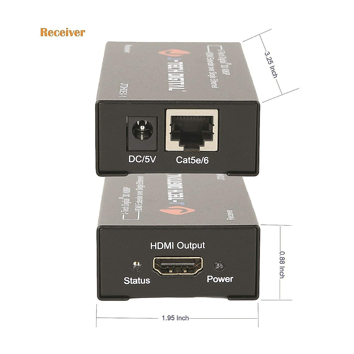 J-Tech Digital HDMI Extender by Single Cat 5E/6/7 Full Hd 1080P, EDID Copy, Dolby Digital/DTS with HDMI 2.0 Cable 3ft- 2 pack