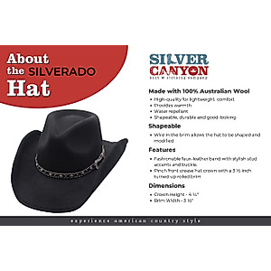Mens+Wool+Cowboy+Hat+Silverado+Black+Shapeable+Western+Hats+by+Silver+Canyon
