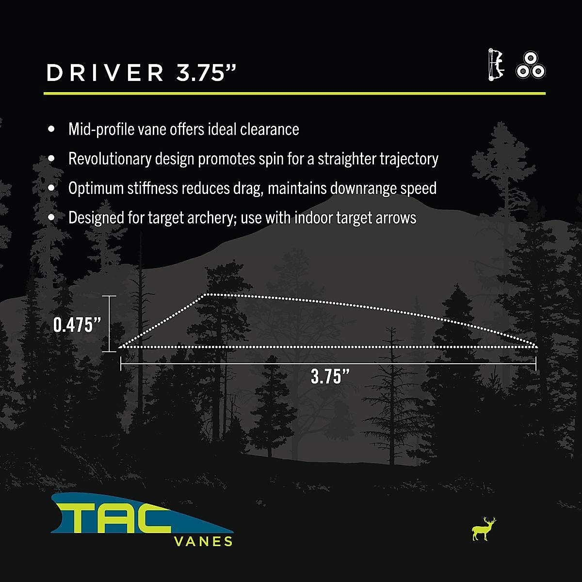 TAC Vanes 3.75" Driver Hybrid Vanes, White Vanes, Pack of 36, Vanes for Archery Bowhunting and Recreational Shooting