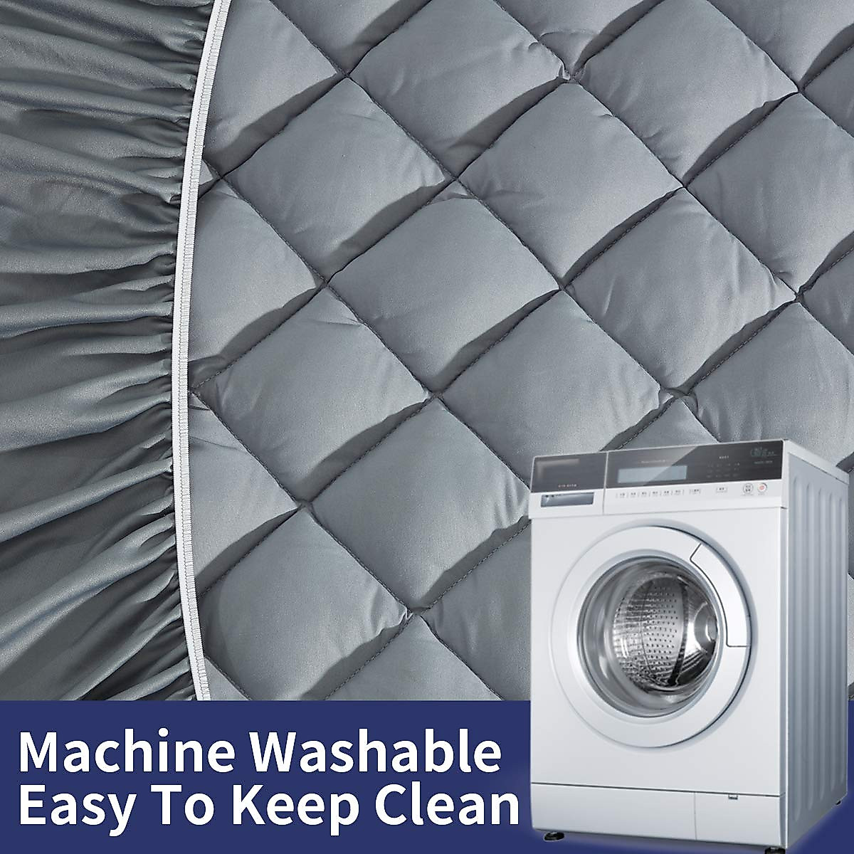 King Mattress Pad Cover Cooling Mattress Topper Pillow Top Breathable Mattress Toppers Quilted Fitted (8-21 Inch Fitted Deep Pocket,Grey)