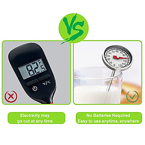 Altsuceser Kitchen Food-Cooking Meat Coffee Thermometer, Physical Sensing Stainless Steel Thermometer for Milk Foam Frothing Chocolate Water Grill, Turkey, BBQ Black
