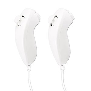 JINHEZO Nunchuck Controller Joystick Gamepad Replacement for wii Nunchuck Controller, Compatible with Nintendo Wii & Wii U Video Game Gamepads White Pack of 2