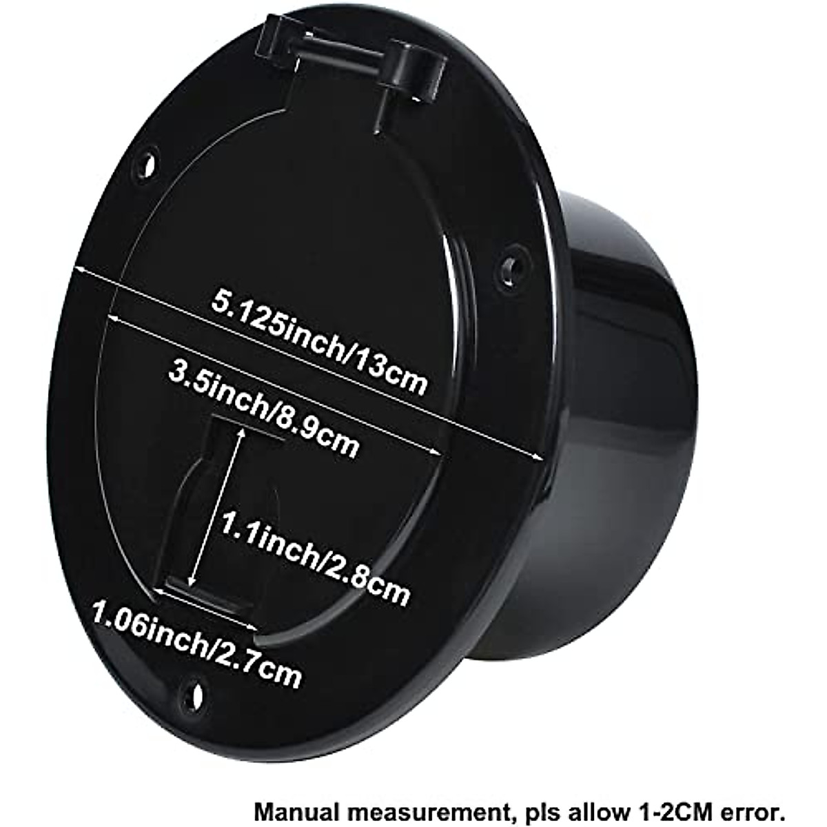 Foifatt RV Electric Cable Hatch for 30 and 50 Amp Cords Replacement 5 Inch Deluxe Round Electrical Cable Hatch Black