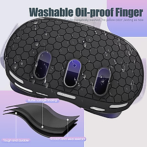 Orzero Soft Silicone Headset Cover Compatible for Quest 3, with 2 Sets 6 Packs Tempered Glass Camera Lens Protector Anti-Drop Strong Protection VR Gaming Accessories - Black