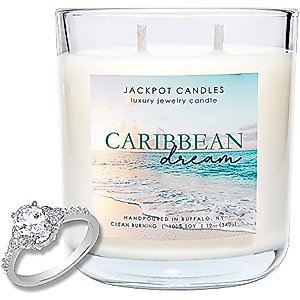 Jackpot Candles Caribbean Dream Candle with Ring Inside (Surprise Jewelry Valued at 15 to 5,000 Dollars) Ring Size 8