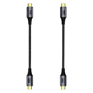 JINPINCABLE USB4 Cable 40Gbps,100W Fast Charging,Compatible with Thunderbolt 4 3 and Type-c,8K @60Hz,for USB C Laptop, Smartphone, External SSD,eGPU,Docking Station,1Ft (2 Pack)