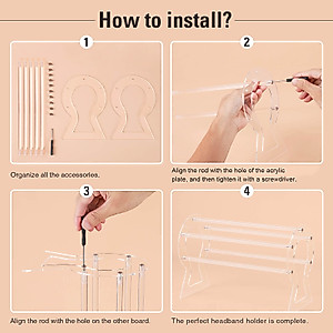 Suneerplay Headband Holder, Clear Headband Organizer, Acrylic Hair Hoop Display Stand, Hairband Rack Holder, Headband Storage Holder for Women and Girls